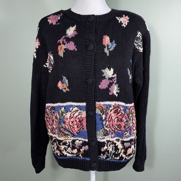 Michele Stuart | Sweaters | Vtg Michele Stuart Floral Cardigan Sweater ...